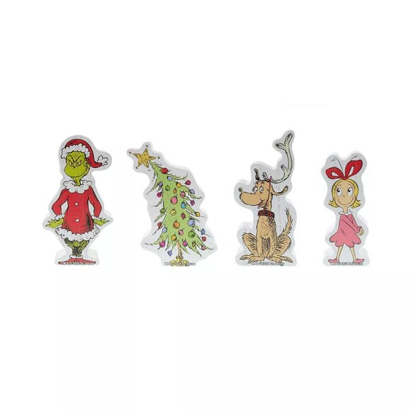 Dr. Seuss | Holiday | New Dr Seuss The Grinch 4pc Wood Christmas ...